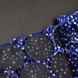 Navy Blue Lace on Tulle, Lace With Stars, Lace Trim 3826. - Etsy