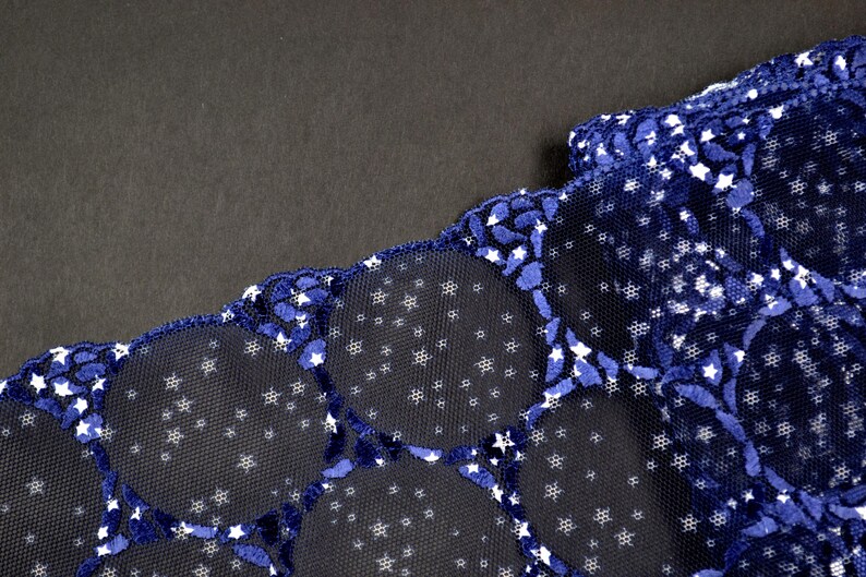 Navy Blue Lace on Tulle, Lace With Stars, Lace Trim 3826. - Etsy