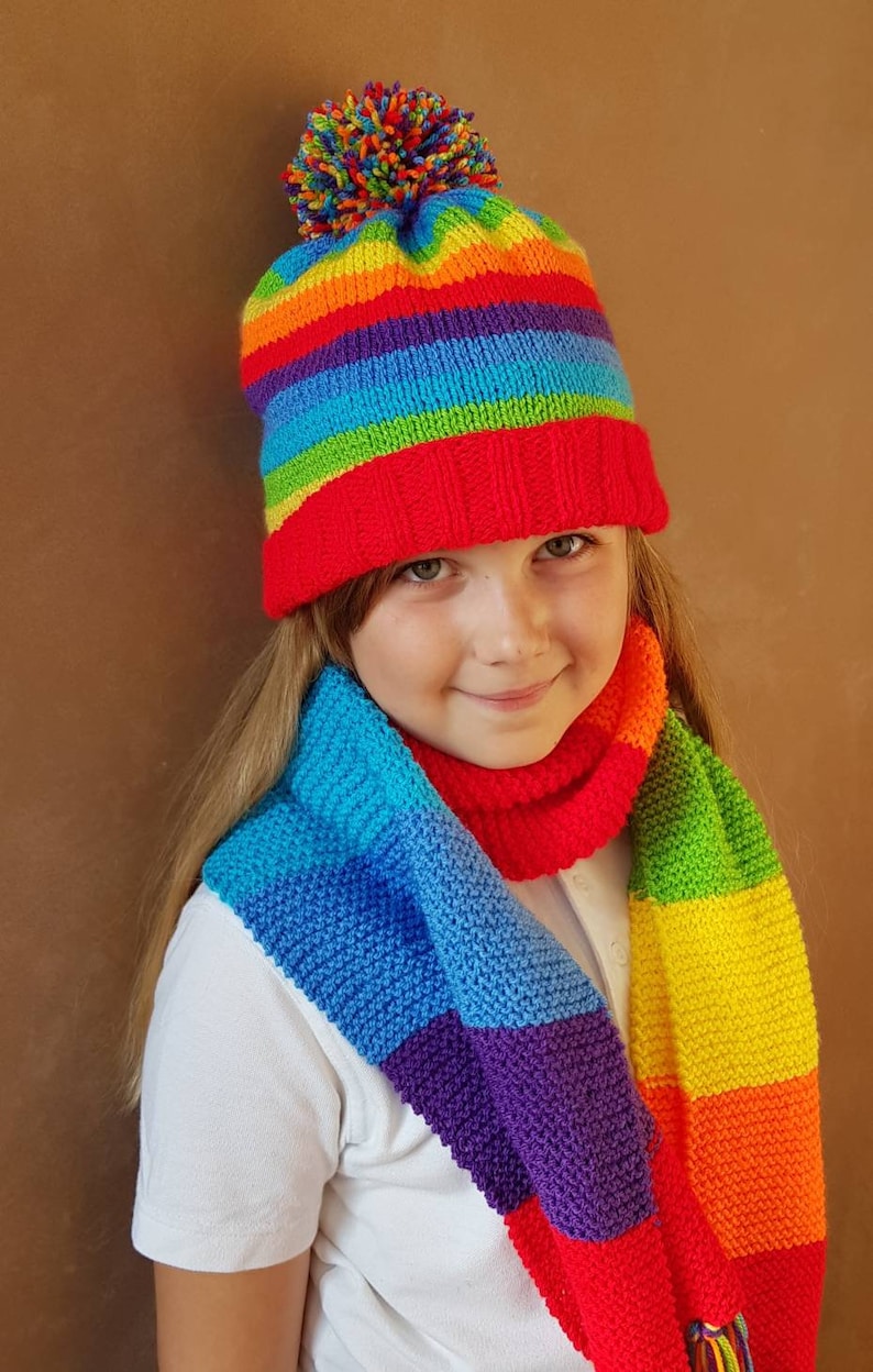 Rainbow Multicoloured Scarf for Children and Adult, Rainbow Scarf With ...