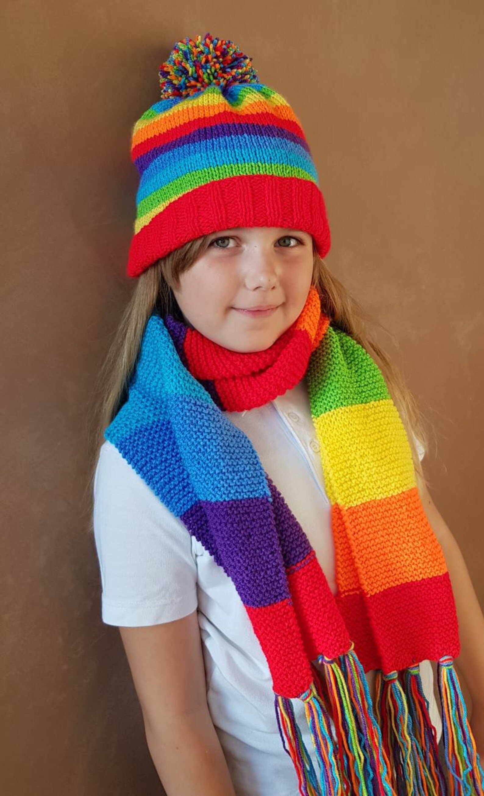 Rainbow Multicoloured Scarf for Children and Adult, Rainbow Scarf With ...