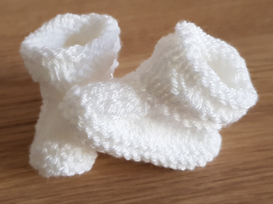 Knit Baby Booties, White Cot Shoes, New Baby Gift - Etsy