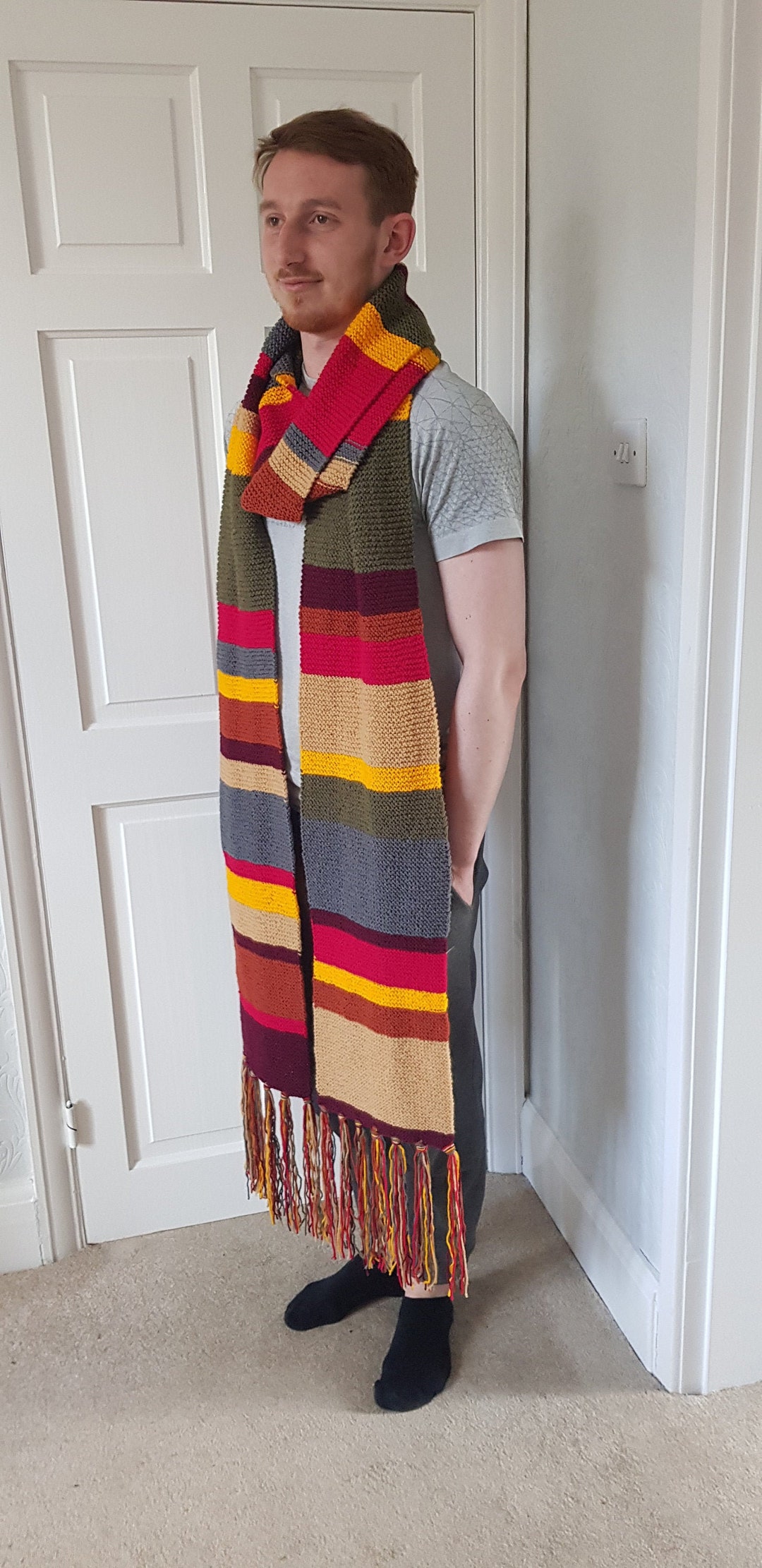 Dr Who Scarf, Tom Baker Inspired Knit, Multicolored Long Scarf - Etsy