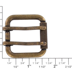 B7357 Antique Brass, Double Prong Roller Buckle, W/ Textured Roller ...