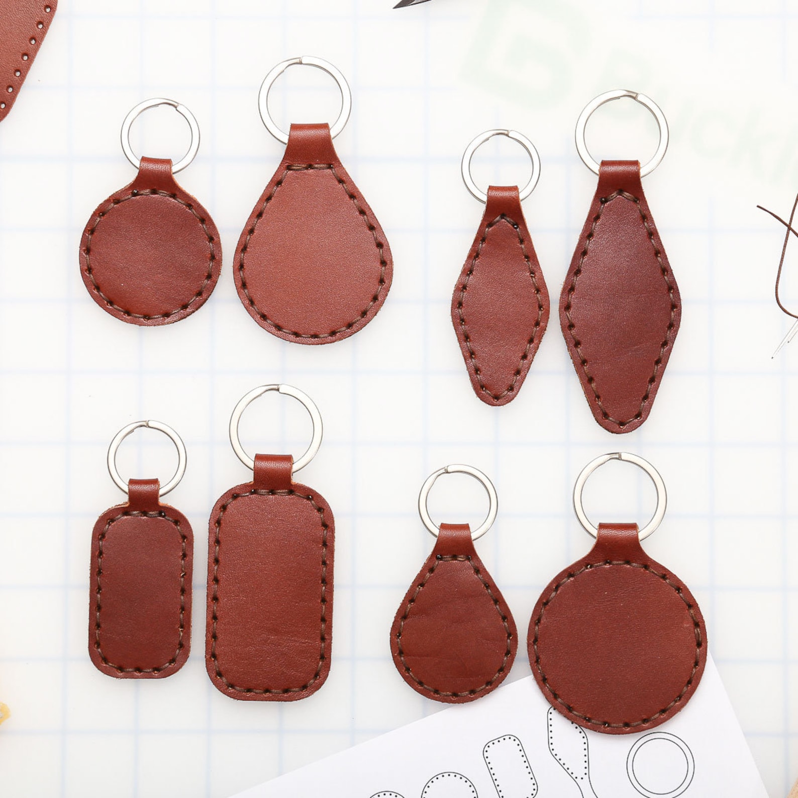 Key Fob Collection Leather Pattern PDF Template - Etsy New Zealand