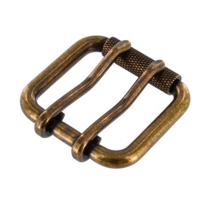 B7357 Antique Brass, Double Prong Roller Buckle, W/ Textured Roller ...