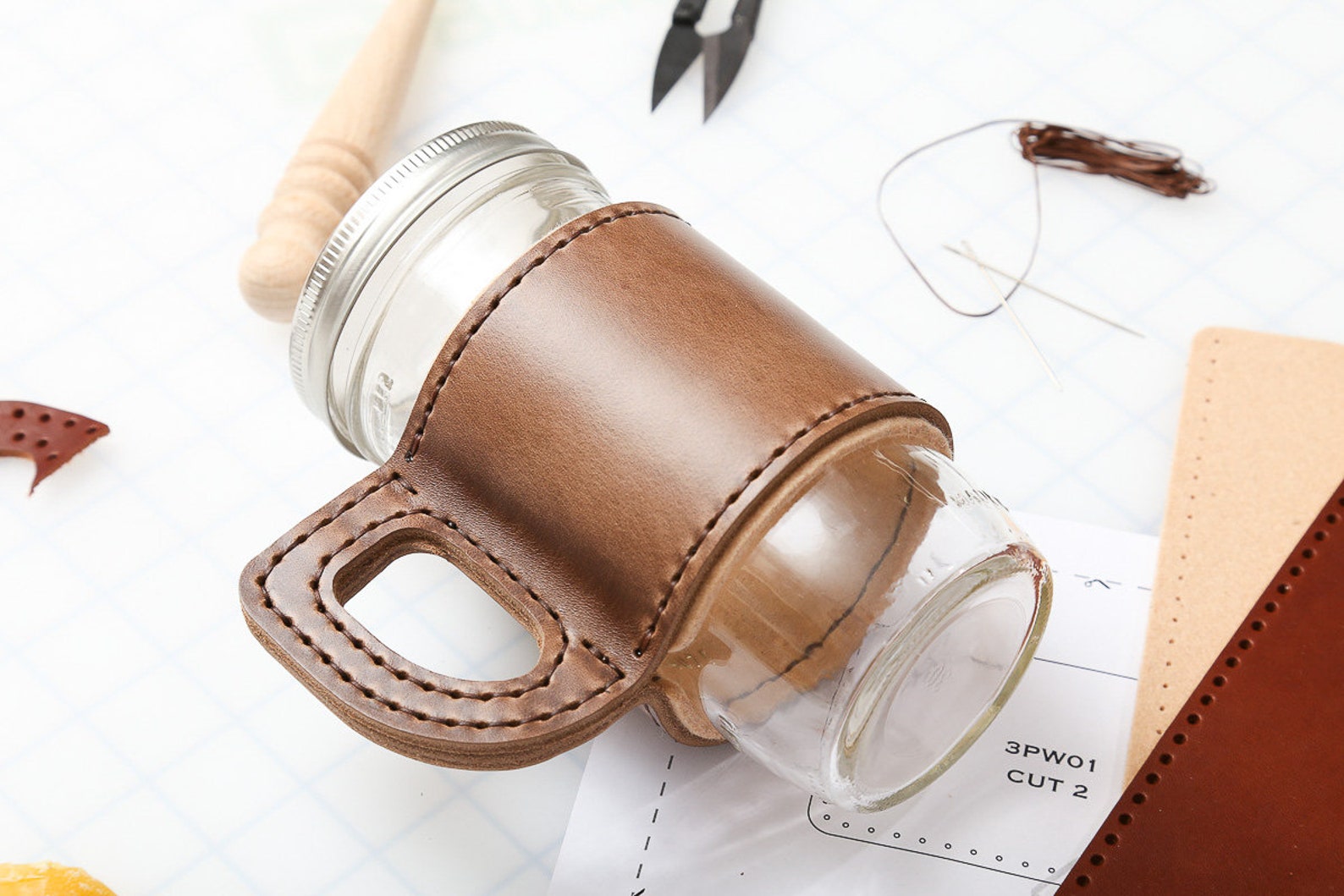 Mason Jar Wrap Leather Pattern PDF Template - Etsy