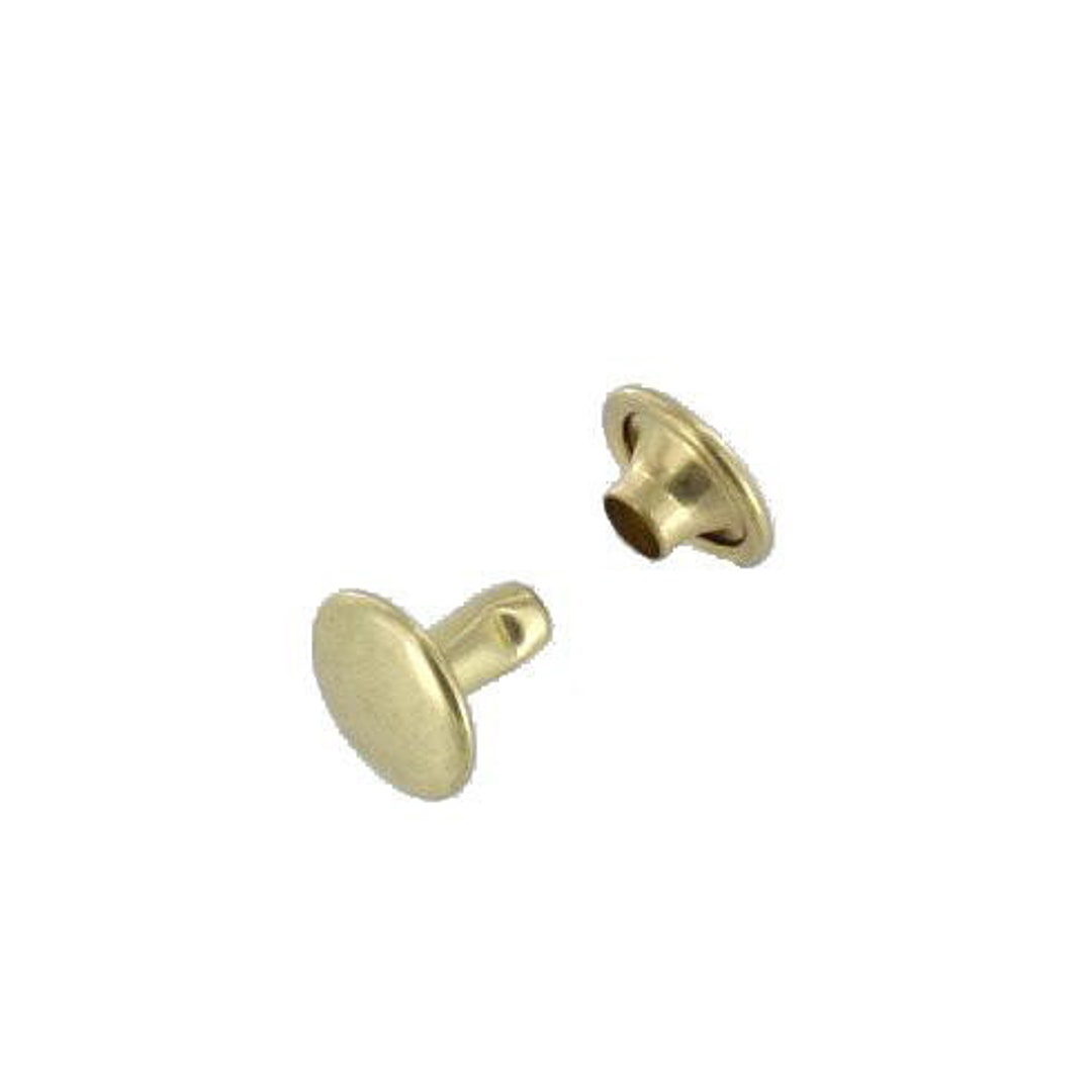 RV9279 Double Cap Rivet, Cap 9.2mm, Post 7.9mm, Natural Brass, Solid ...