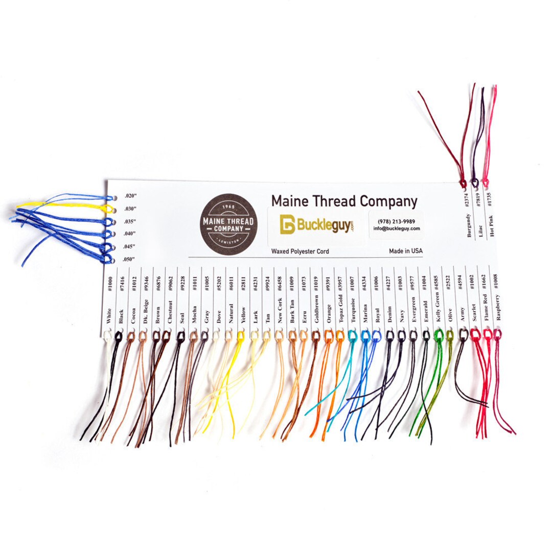 Maine Thread, Twisted Waxed Cord, Color & Size Card - Etsy