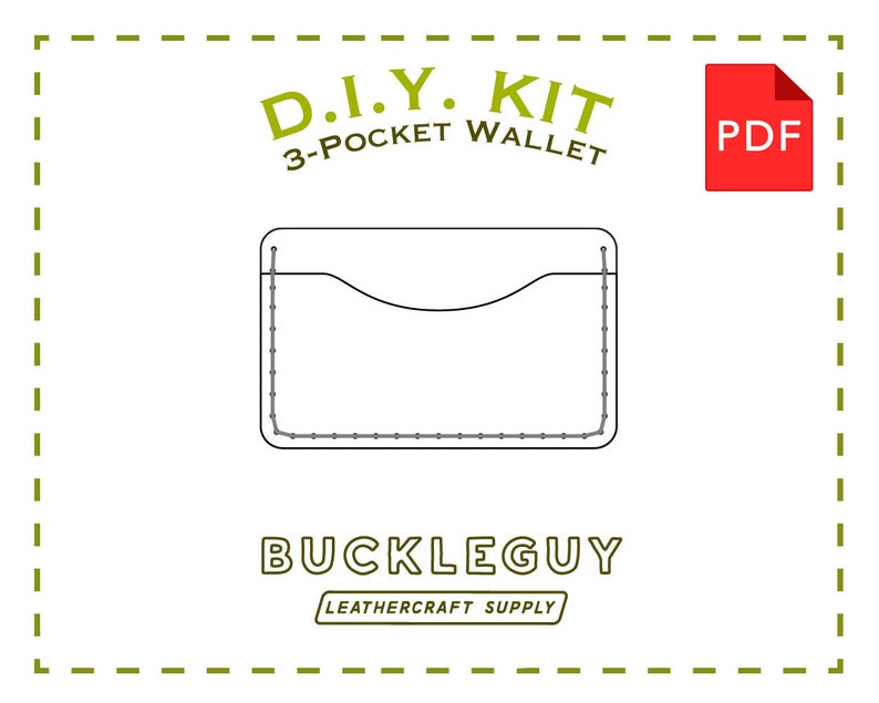 3-pocket Wallet Leather Pattern, PDF Template - Etsy