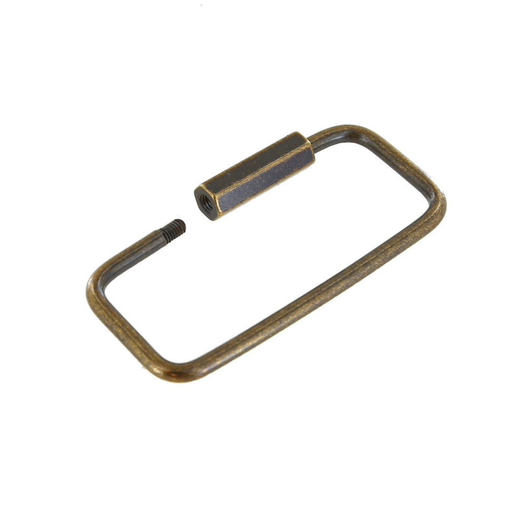 C5205 2-1/8" Antique Brass, Rectangle Key Ring W/ Spring, Solid Brass ...