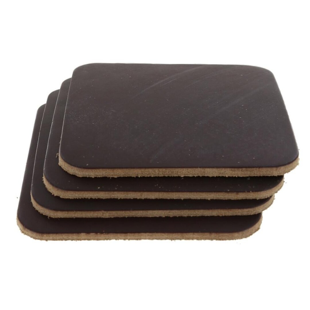 Leather Coasters, Horween Chromexcel, Square, Burgundy (4pc Set) - Etsy