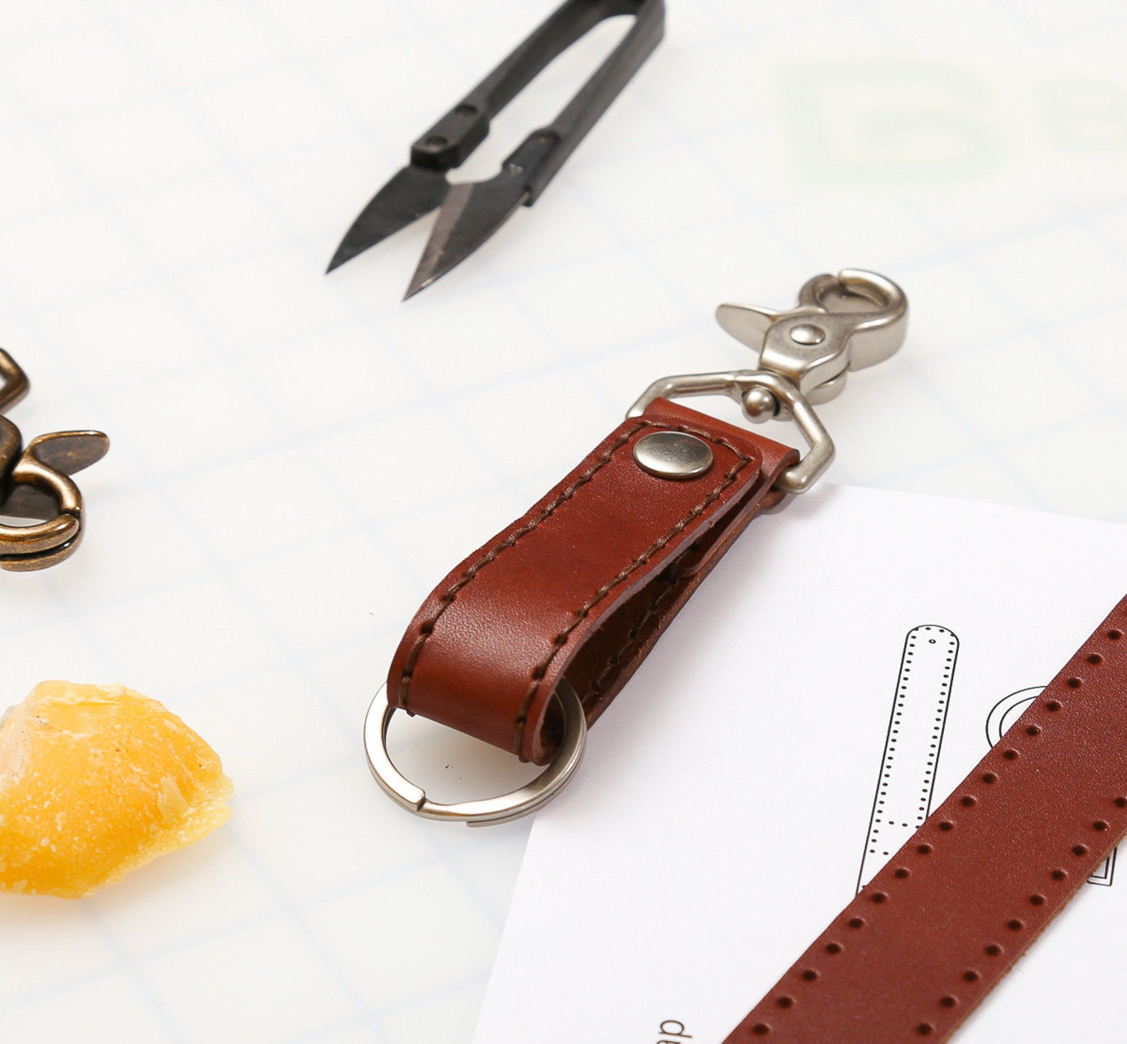 Swivel Snap Key Fob Leather Pattern PDF Template - Etsy