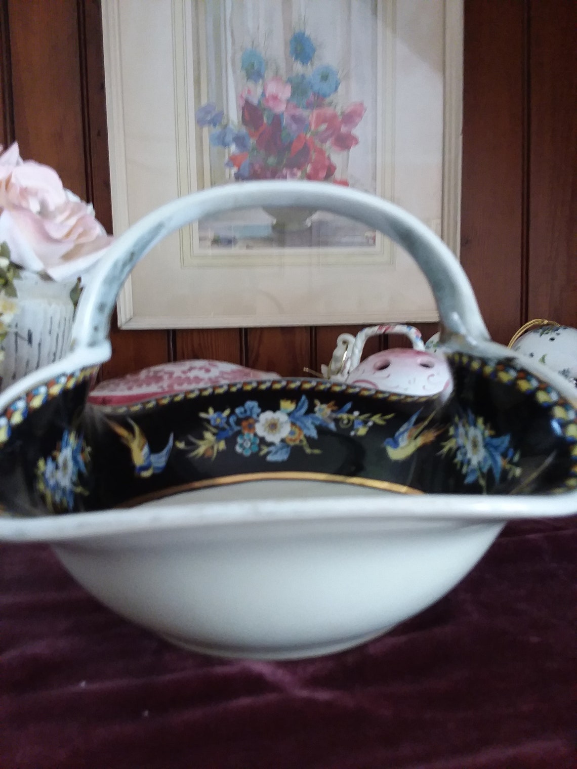 Noritake Ceramic Basket or Bowl With Handle - Etsy