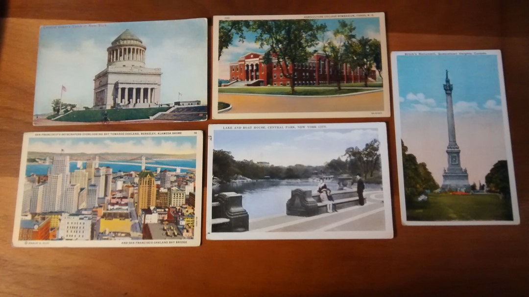 Set of 5 Vintage Postcards - Colorized Photos - Etsy