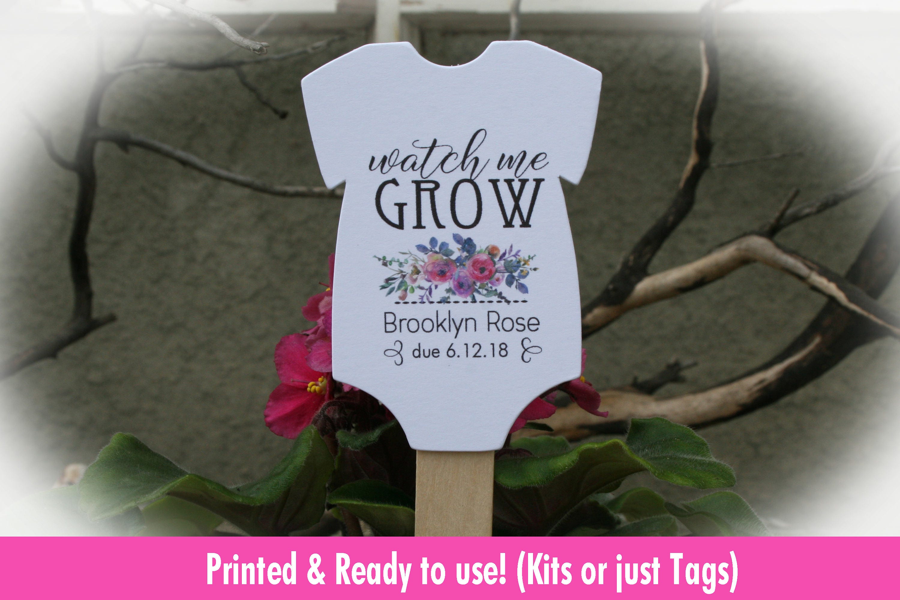 Watch Me Grow favor tags or Kits Tags ONLY or kits | Etsy
