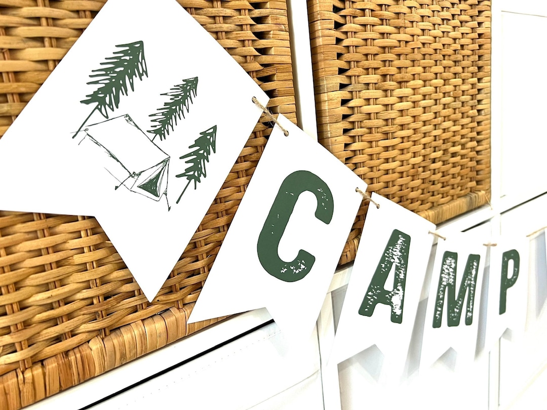 PRINTED Camping Birthday Party Banner, Camp Themed Birthday Party Decor ...