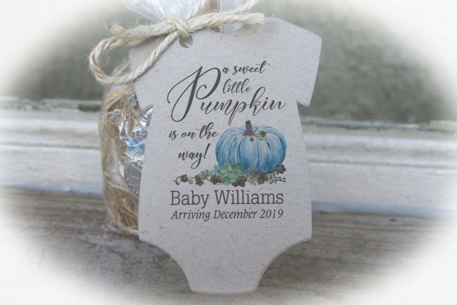 Blue Pumpkin Baby Shower Favor Boy A Sweet Little Pumpkin is - Etsy