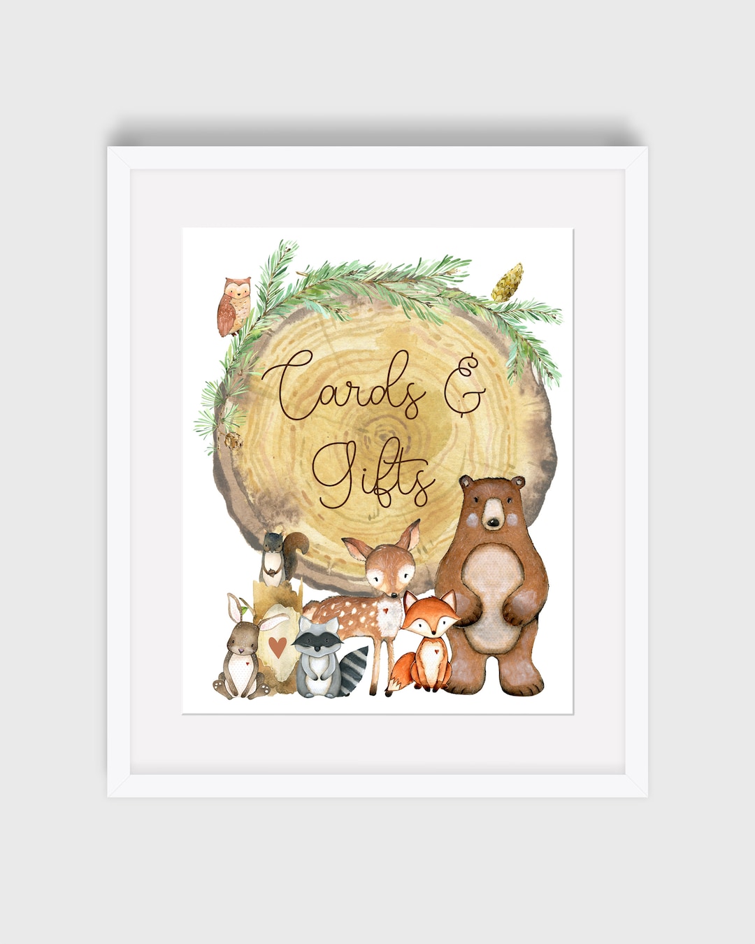 Woodlands Baby Shower Cards & Gifts Sign - Printed Woodlands Cards and ...