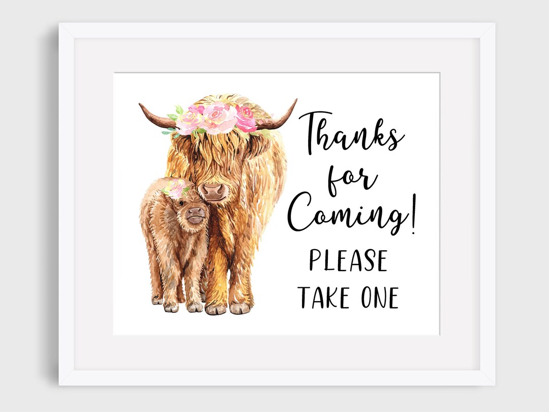 Highland Cow Baby Shower Favors Sign - Printed Highland Cow Favor Table ...