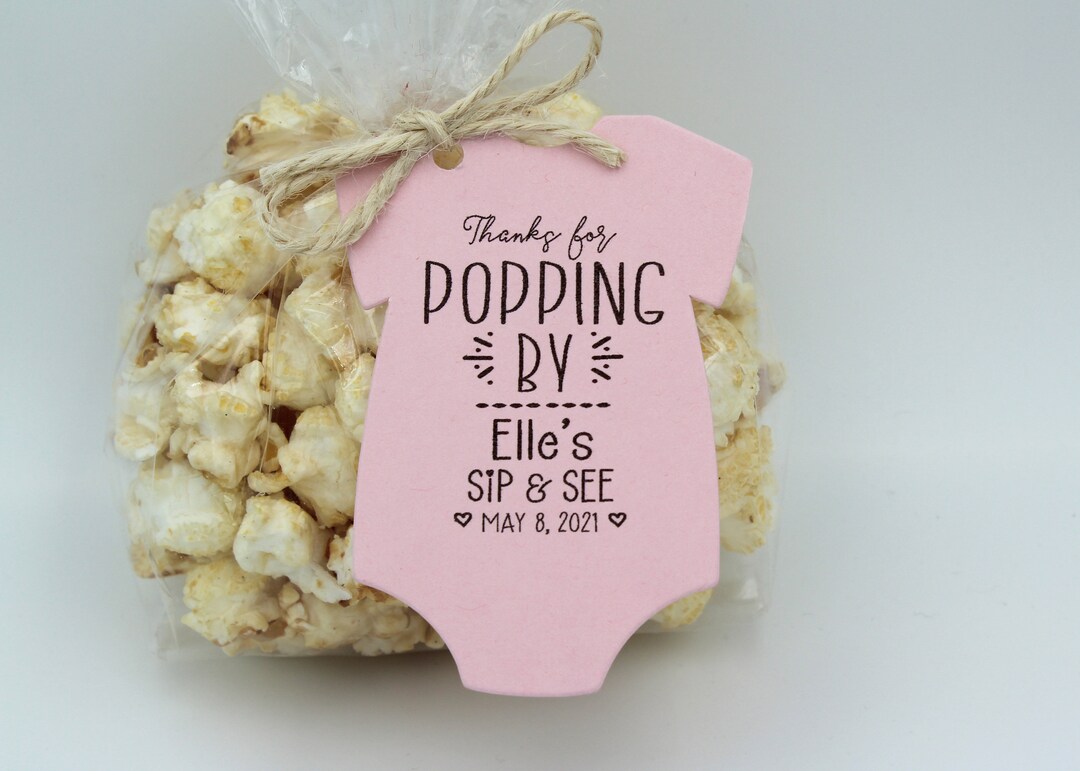 Popcorn Sip and See Favors- Tags ONLY or DIY Kit | Sip & See Favor ...