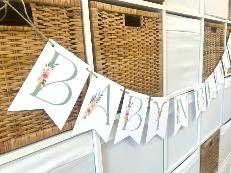 SAGE Baby in Bloom Baby Shower PRINTED Floral Bridal Shower Banners ...