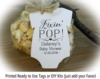Popcorn Baby Shower Favor 3 Tag Colors Fixin' to Pop | Etsy