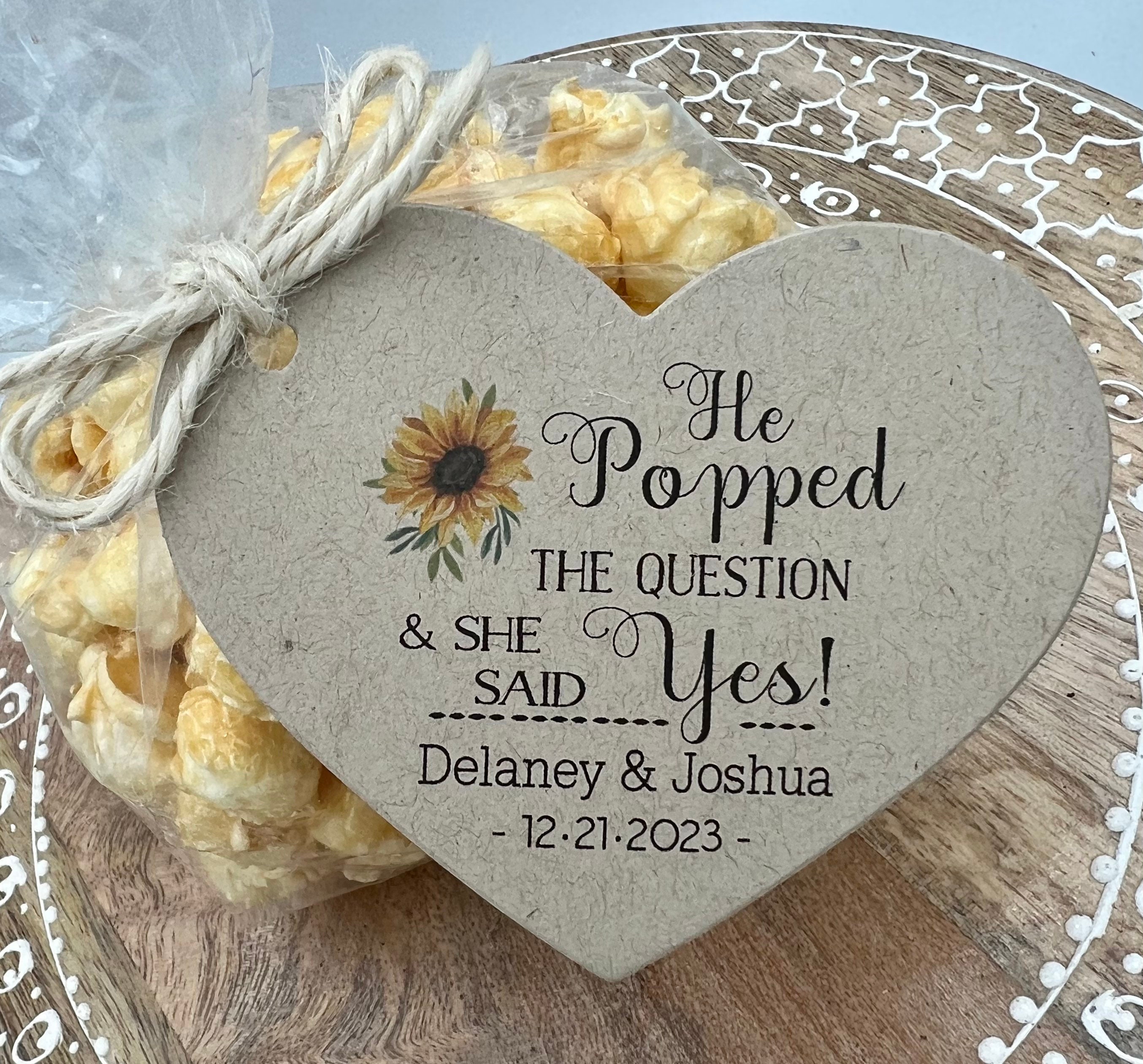 Sunflower Engagement Party Favor, He Popped the Question and She Said ...