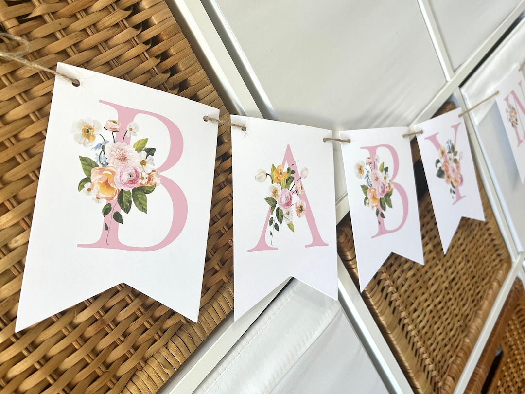 Baby in Bloom Baby Shower PRINTED Floral Bridal Shower Banners ...
