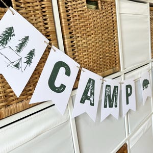 PRINTED Camping Birthday Party Banner, Camp Themed Birthday Party Decor ...