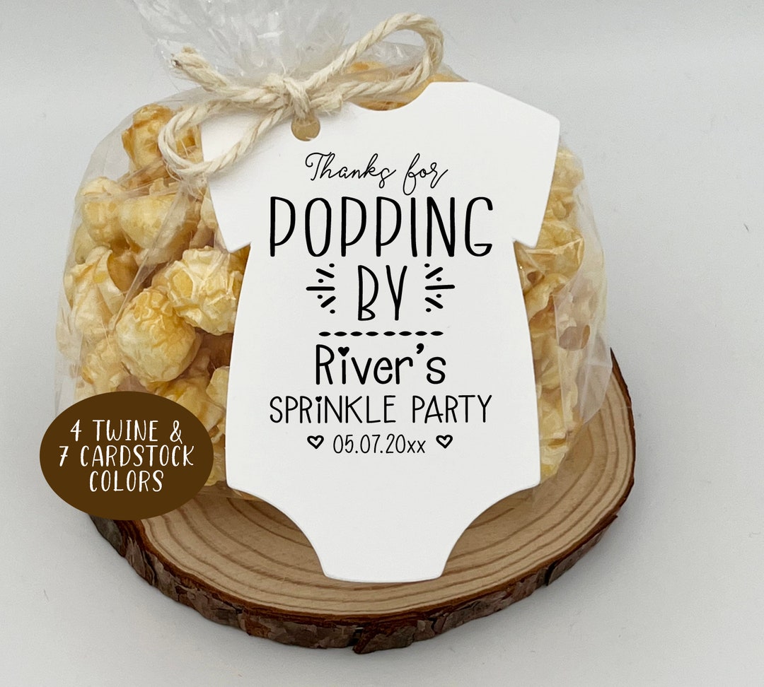 Popcorn Baby Sprinkle Party Favors | Thanks for Popping by Tags Only OR ...