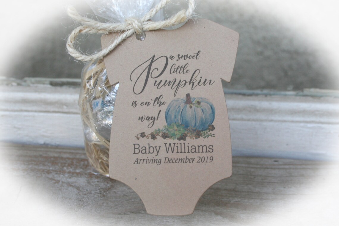 Blue Pumpkin Baby Shower Favor Boy A Sweet Little Pumpkin is - Etsy
