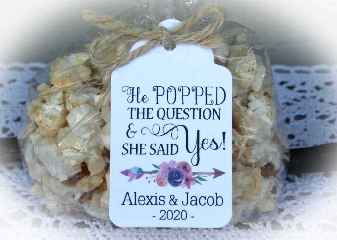 He Popped the Question and She Said Yes | Popcorn Favor-tags ONLY or ...