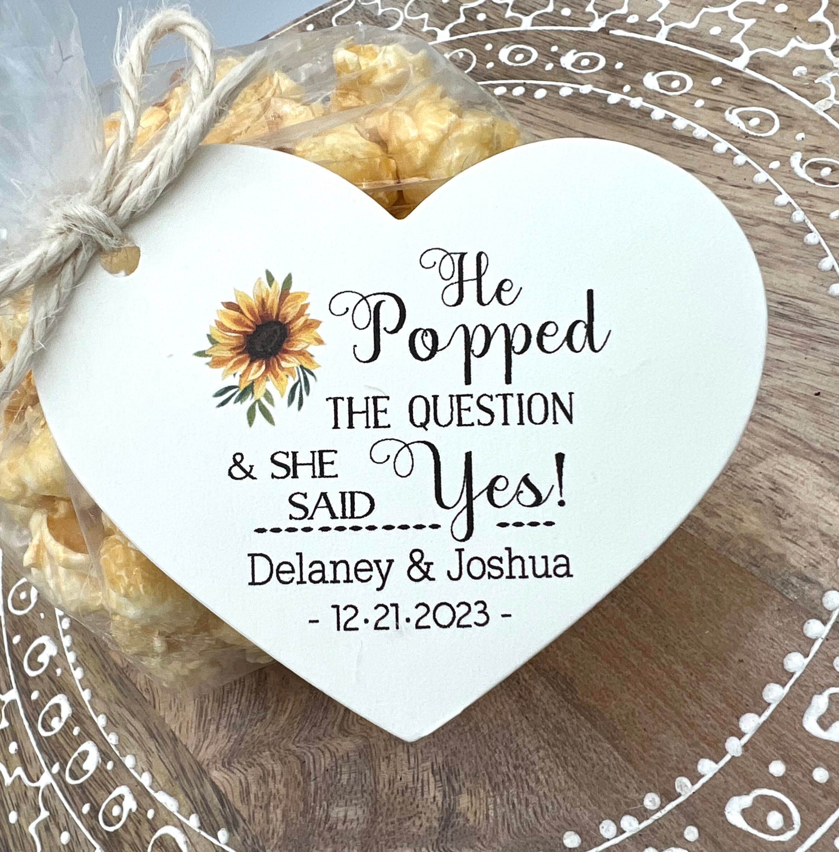 Sunflower Engagement Party Favor, He Popped the Question and She Said ...