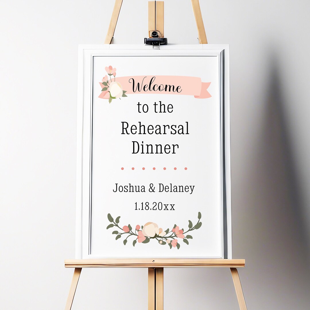 Printed BLUSH Rehearsal Dinner Welcome Sign-printed Cardstock Sign NO ...