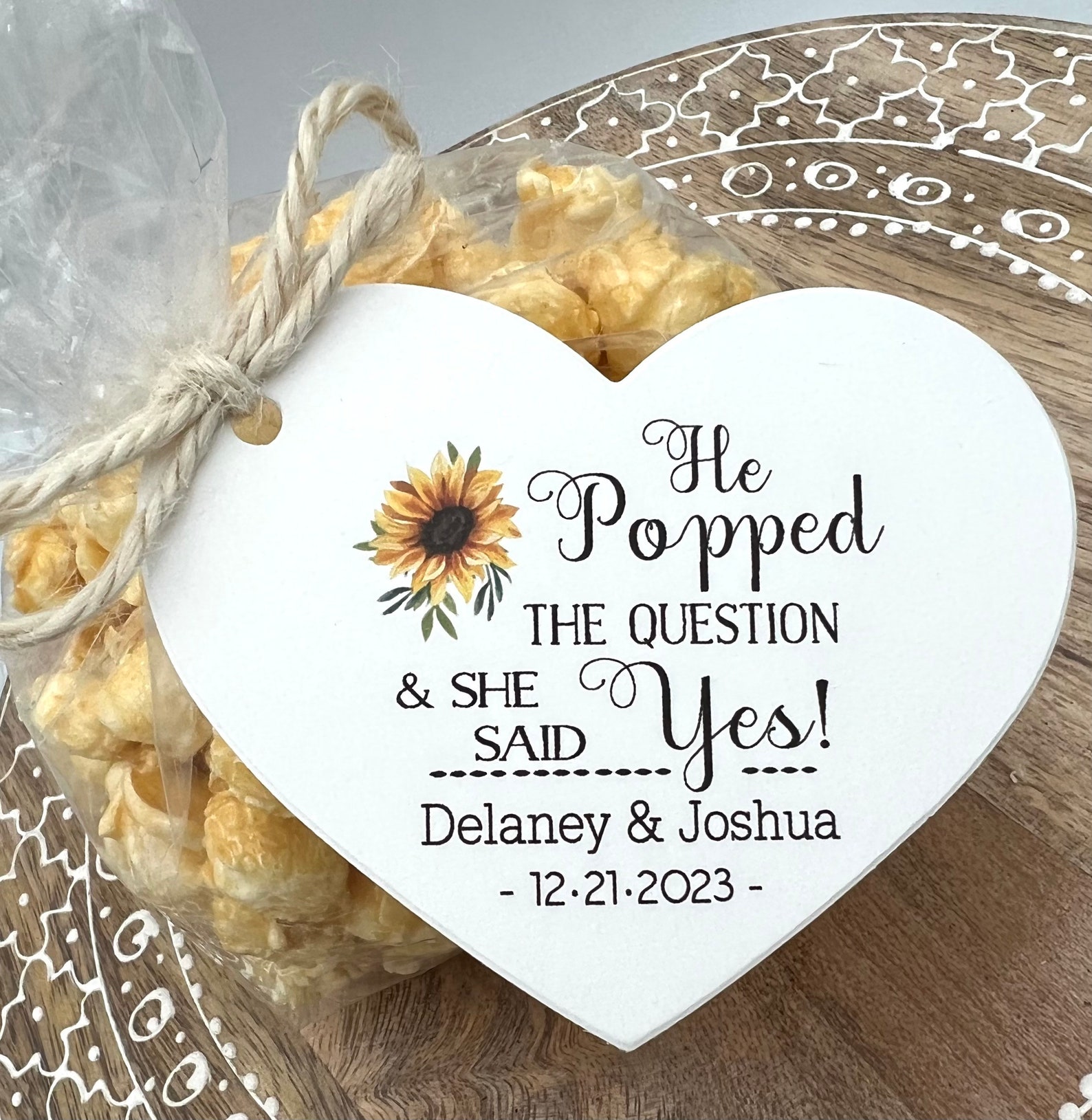 Sunflower Engagement Party Favor, He Popped the Question and She Said ...