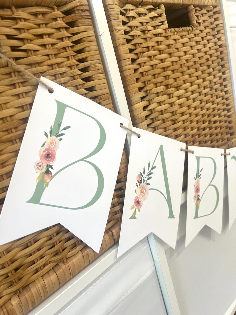 SAGE Baby in Bloom Baby Shower PRINTED Floral Bridal Shower Banners ...