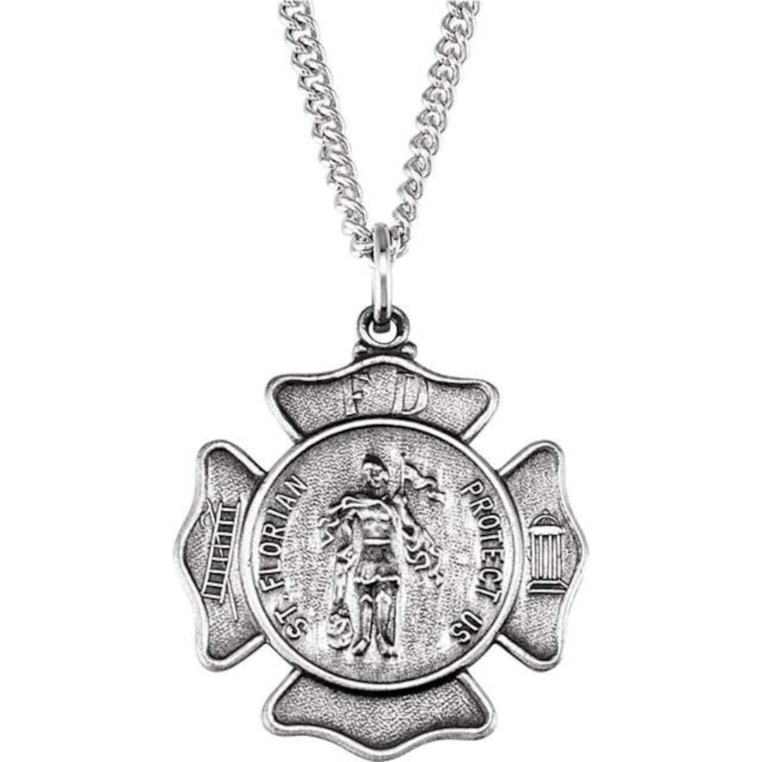 Saint Florian Firefighter Pendant Necklace, St Florian Paramedic Charm ...