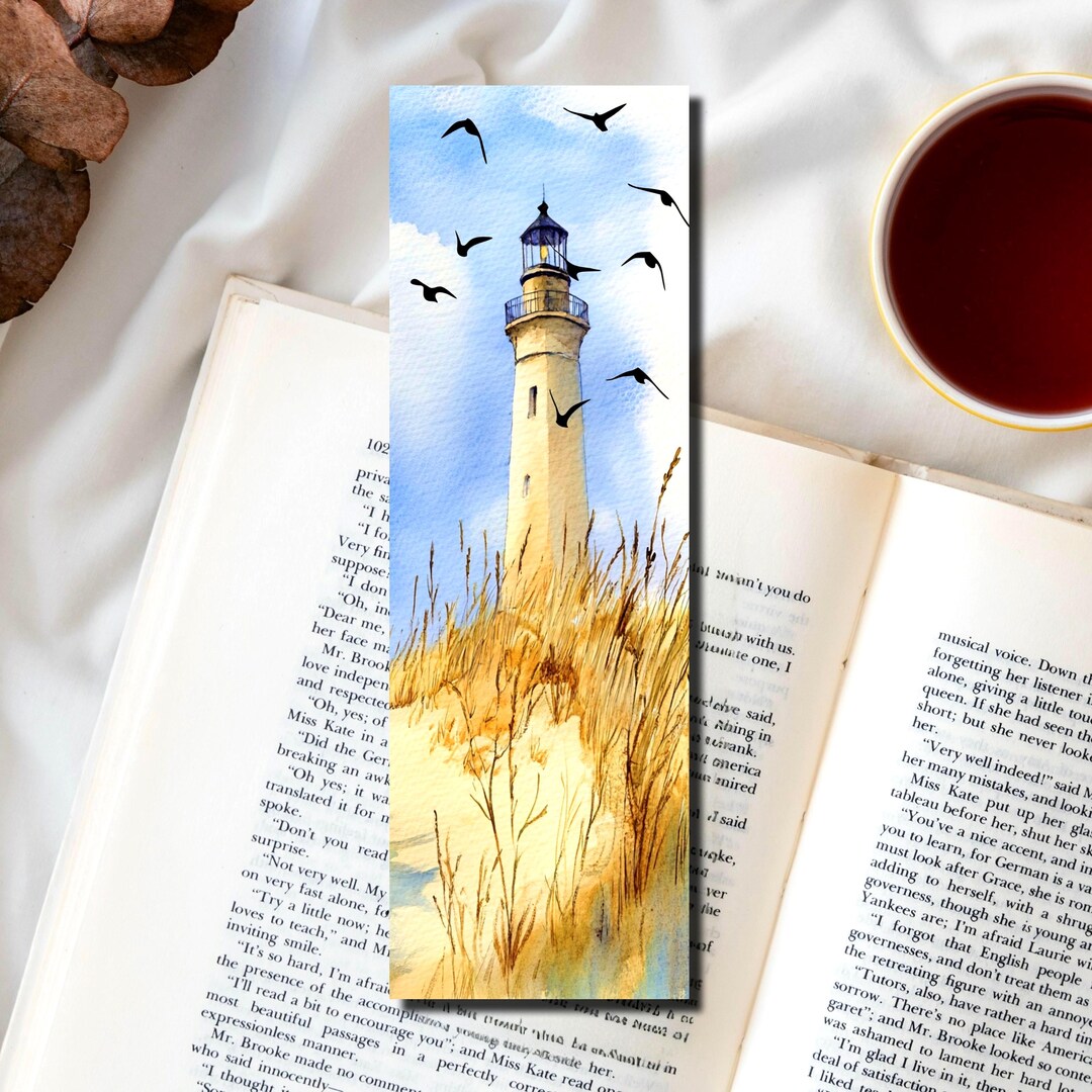 Lighthouse Bookmark 6x2, Ocean Art Seascape, Coastal Reader Gift ...