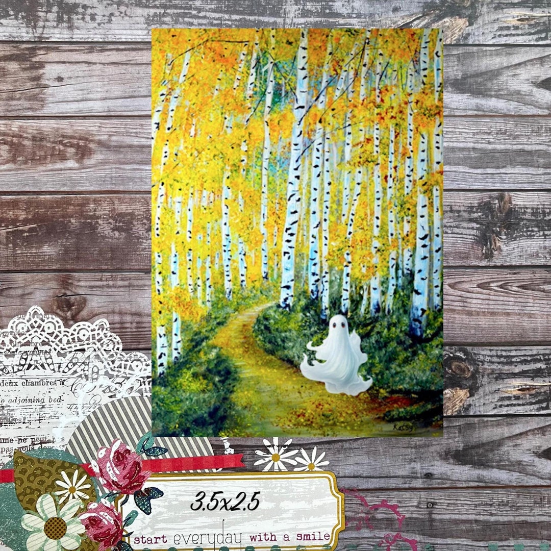 Tiny Landscape Painting Ghost in the Aspen Trees Dollhouse Miniature ...