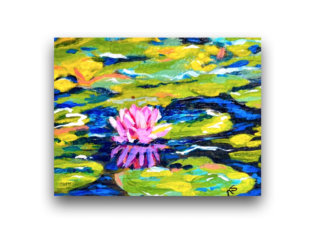 Pink Lilies Miniature Painting Art Print Card Dollhouse Wall Decor 2 ...
