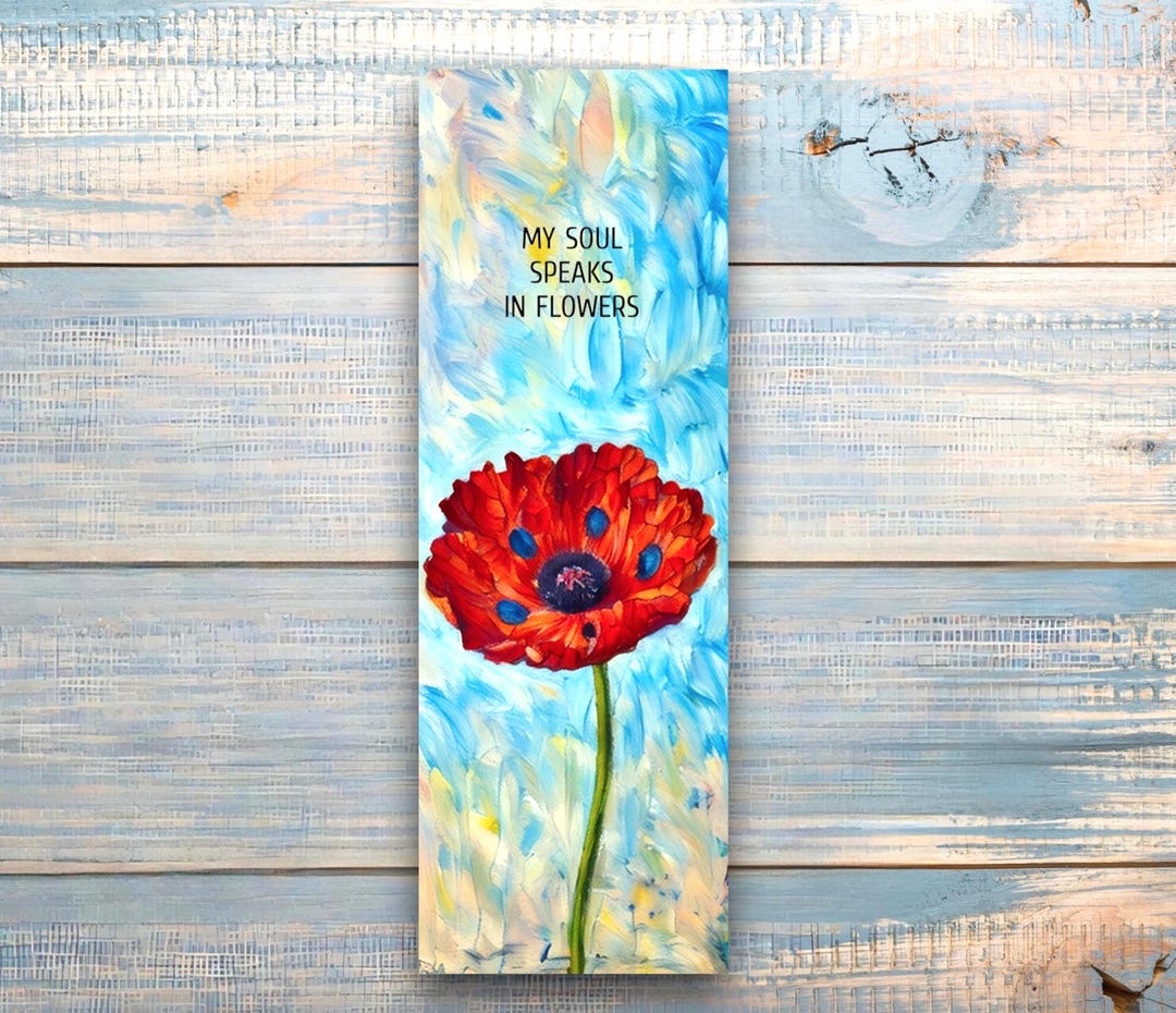 Poppy Flower Bookmark: 6x2 Laminated Gift for Bookworms - Etsy