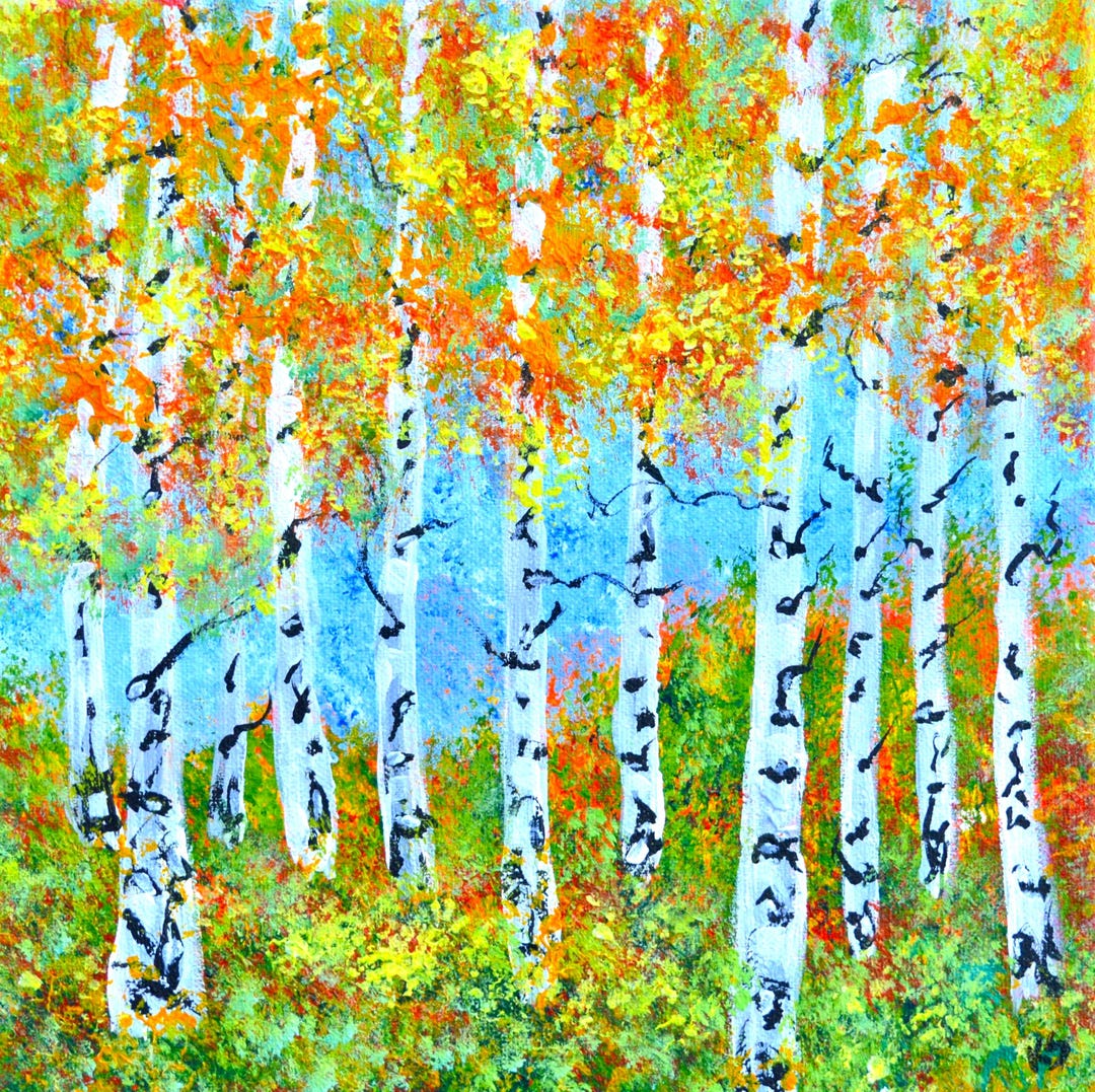 Mini Aspen Fall Birch Tree Wall Art Print From Original Painting - Etsy