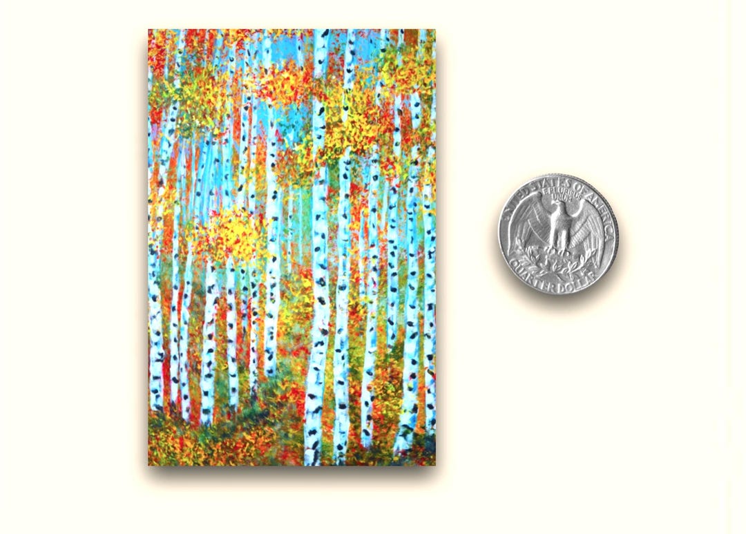 Aspen Trees Miniature Art Print Artist Trade Card Dollhouse Wall Decor ...