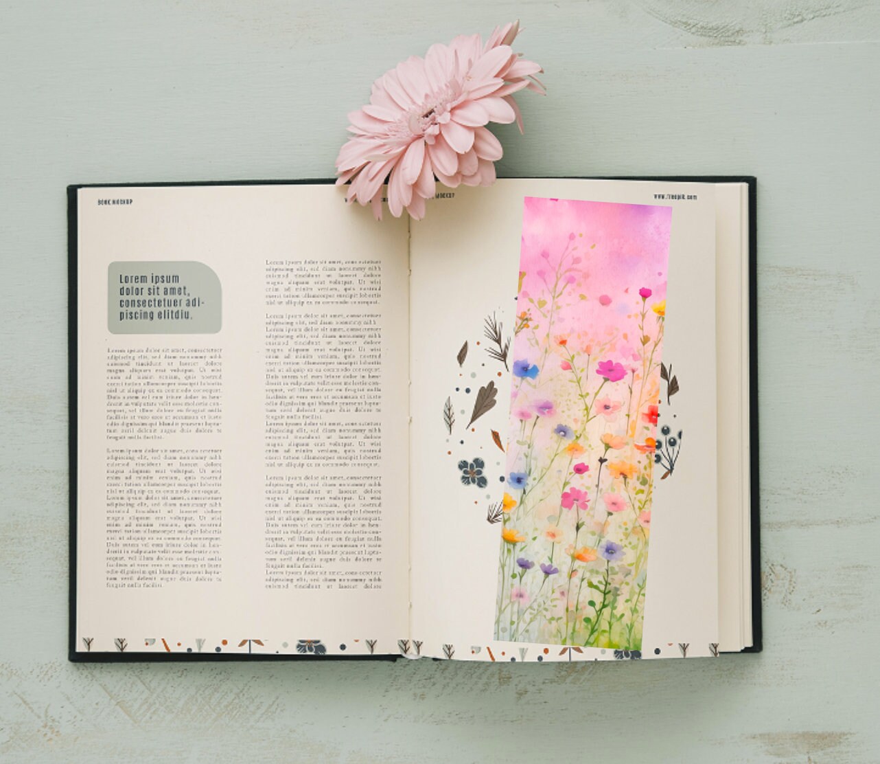 Bookmarks Watercolor Flower Fields 6x2 Page Savers - Etsy