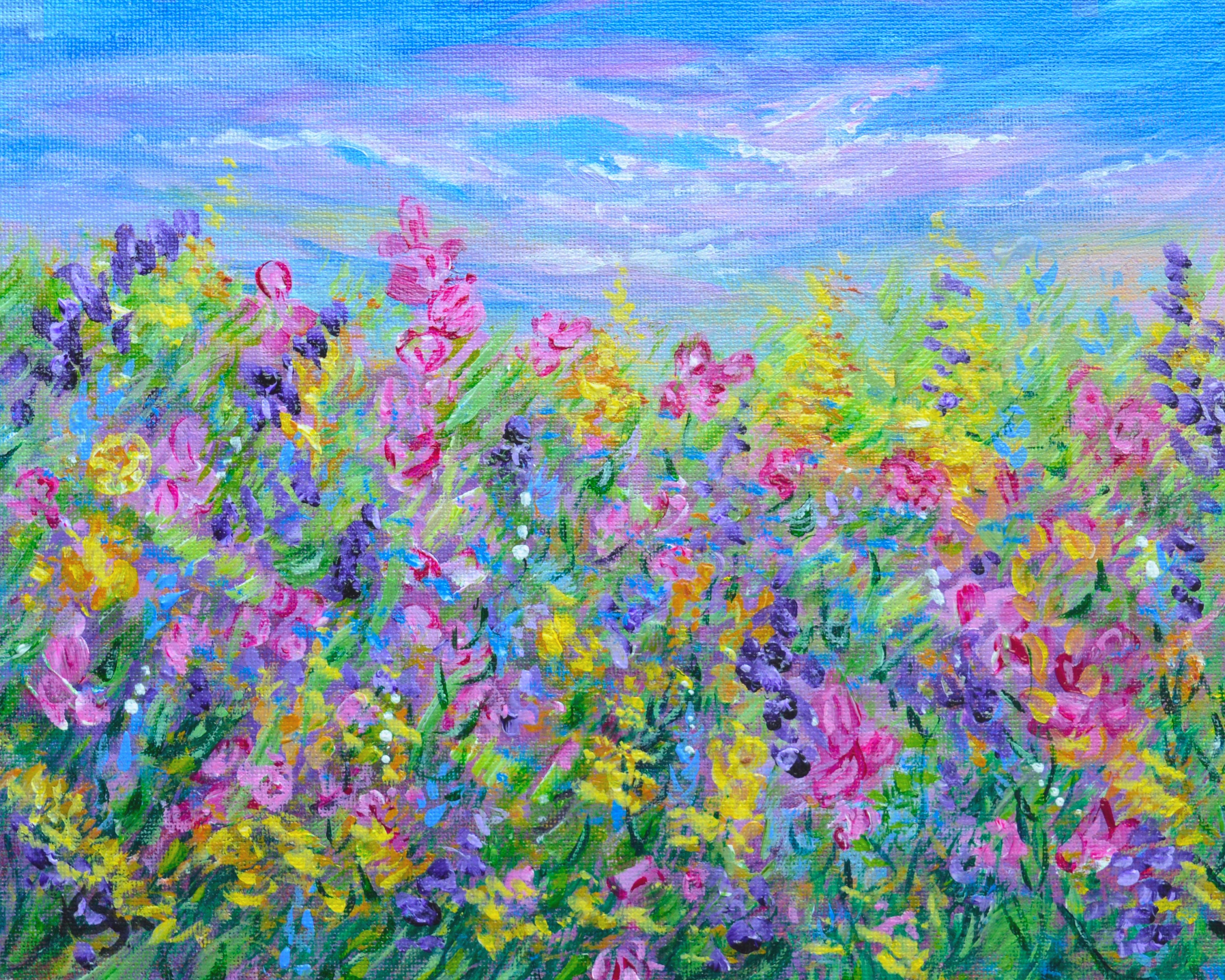 Art Print Wildflower Field of Pastel Colored Flowers 5x7 - Etsy