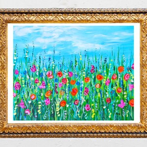 Wildflower Meadow Art Print, Green Pasture With Colorful Flowers, 8 ...