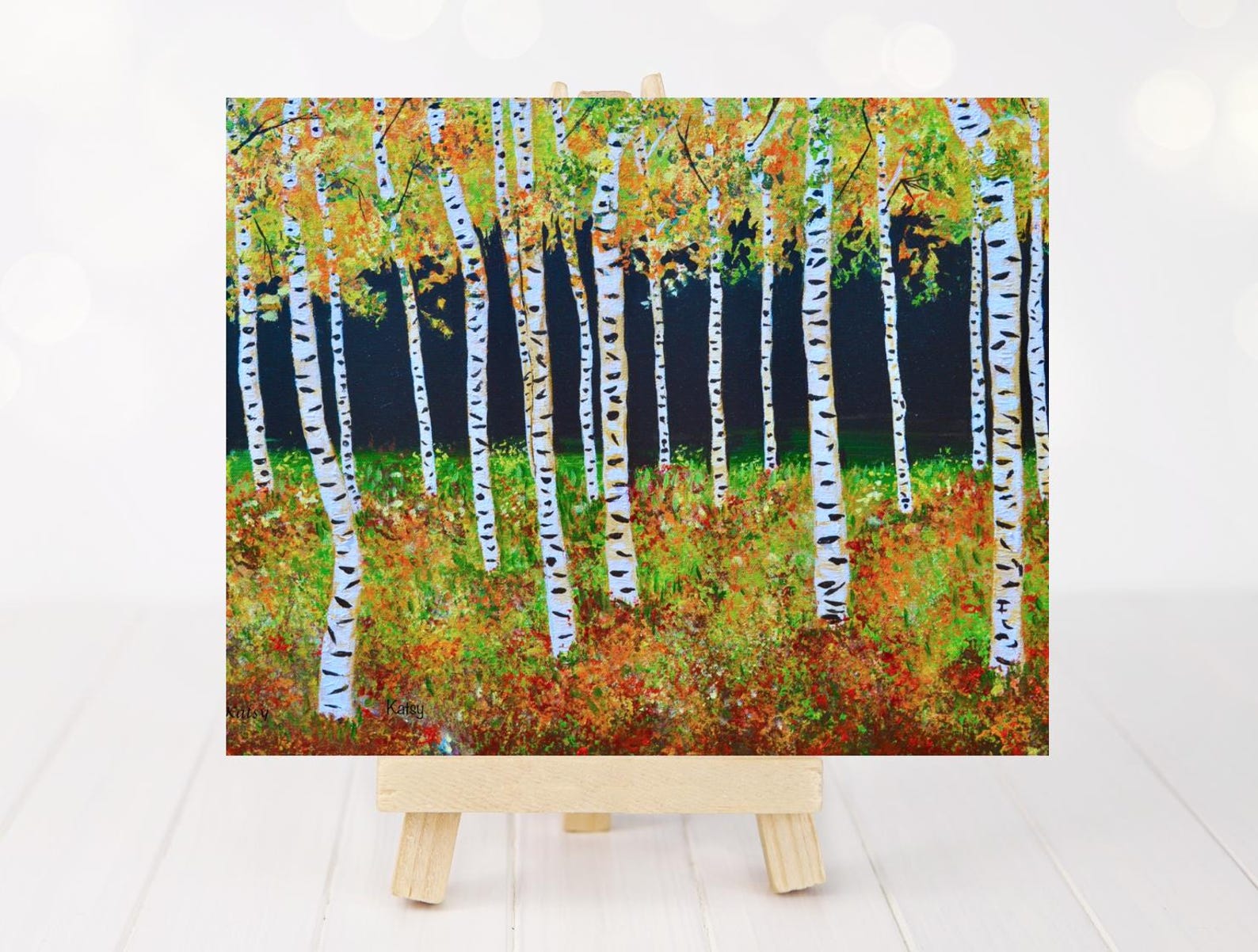 Aspen Trees Miniature Art Print Dollhouse Wall Decor Artist Card Aceo 2 ...