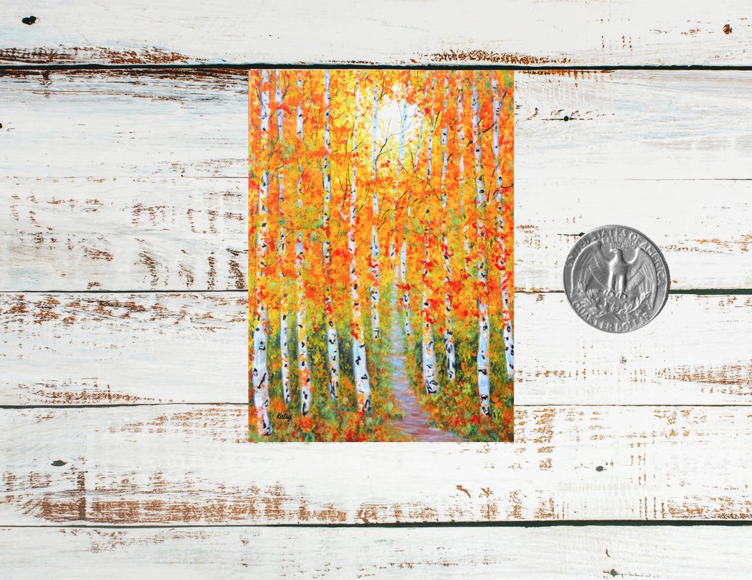 Aspen Tree Art PRINT Dollhouse Wall Decor Artist Trading Card Miniature ...