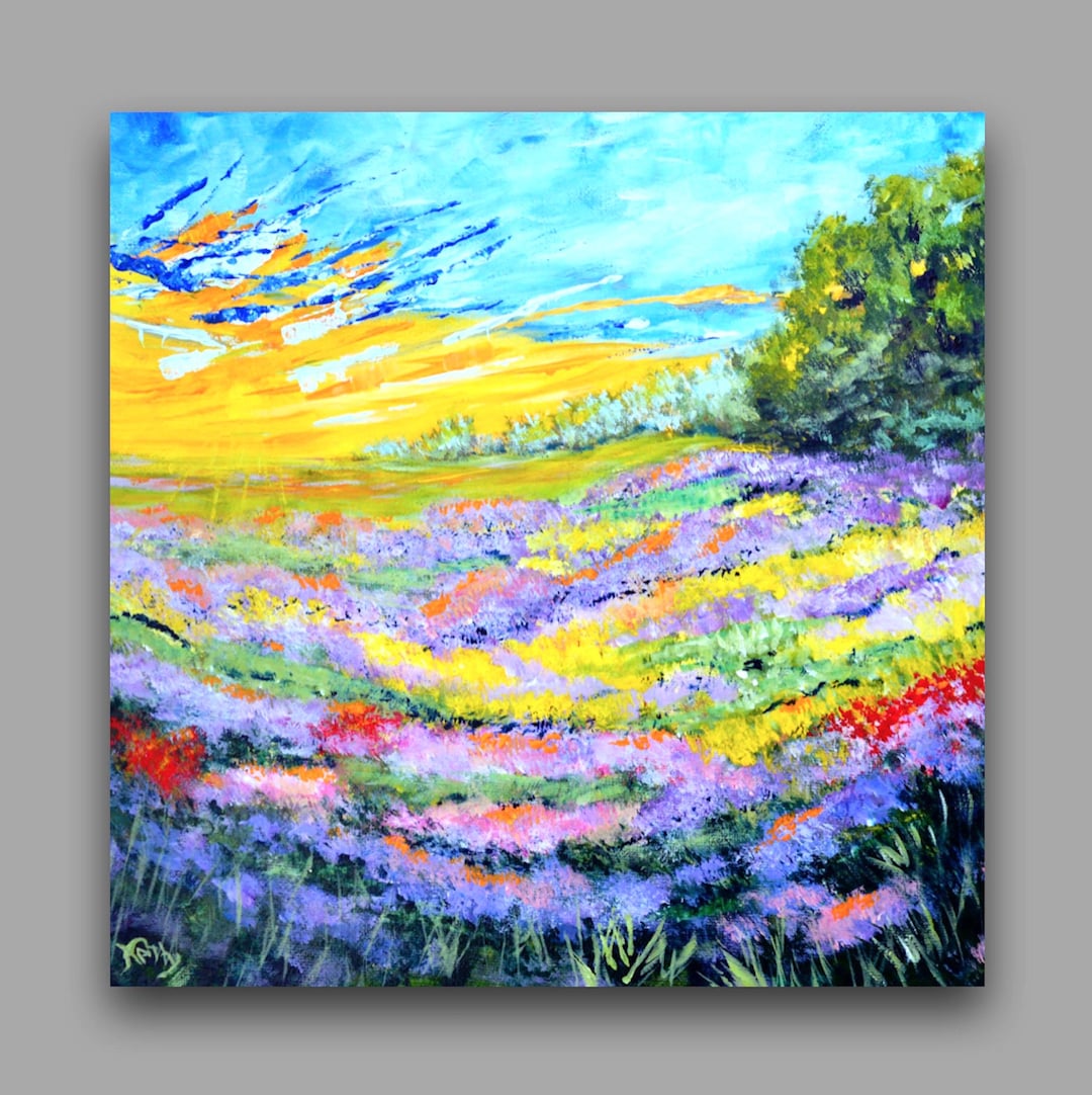 Colorful Art Print From My Original Abstract Landscape Painting 2x2 3x3 ...