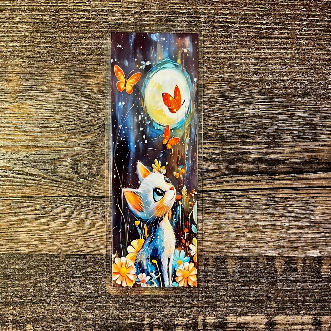 Whimsical Cat Bookmark - 6x2 Laminated, Gift for Book Readers - Etsy
